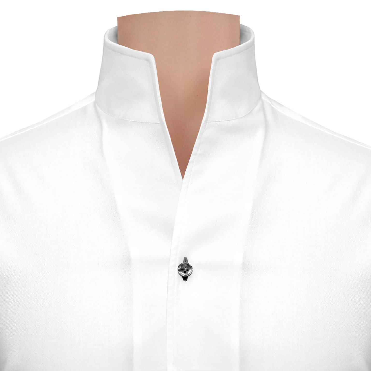 High Spread White Contrast High Collar Shirt - John Clothier