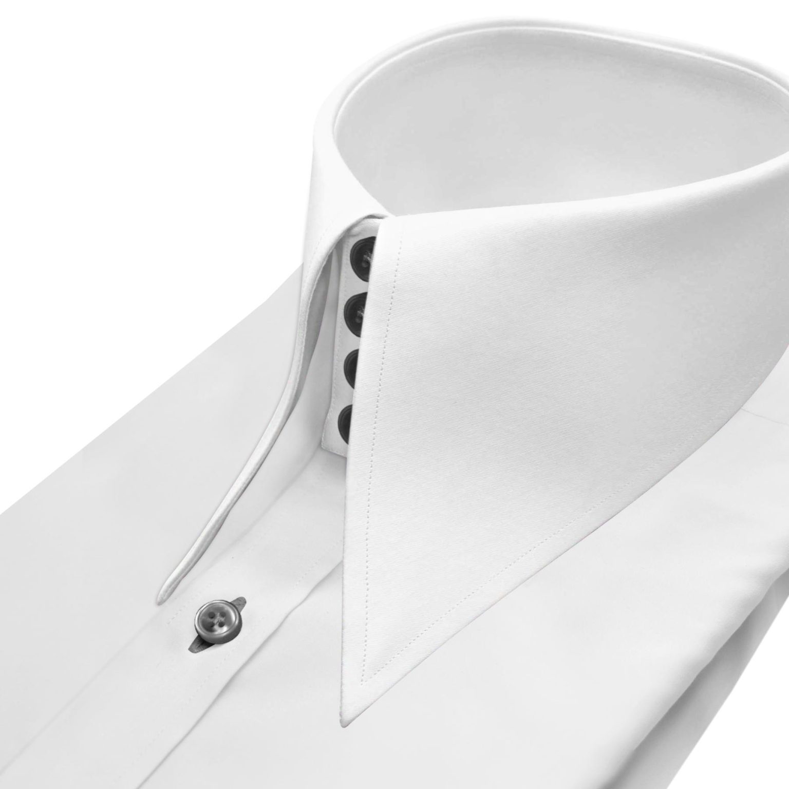 High Spread White Contrast High Collar Shirt - John Clothier
