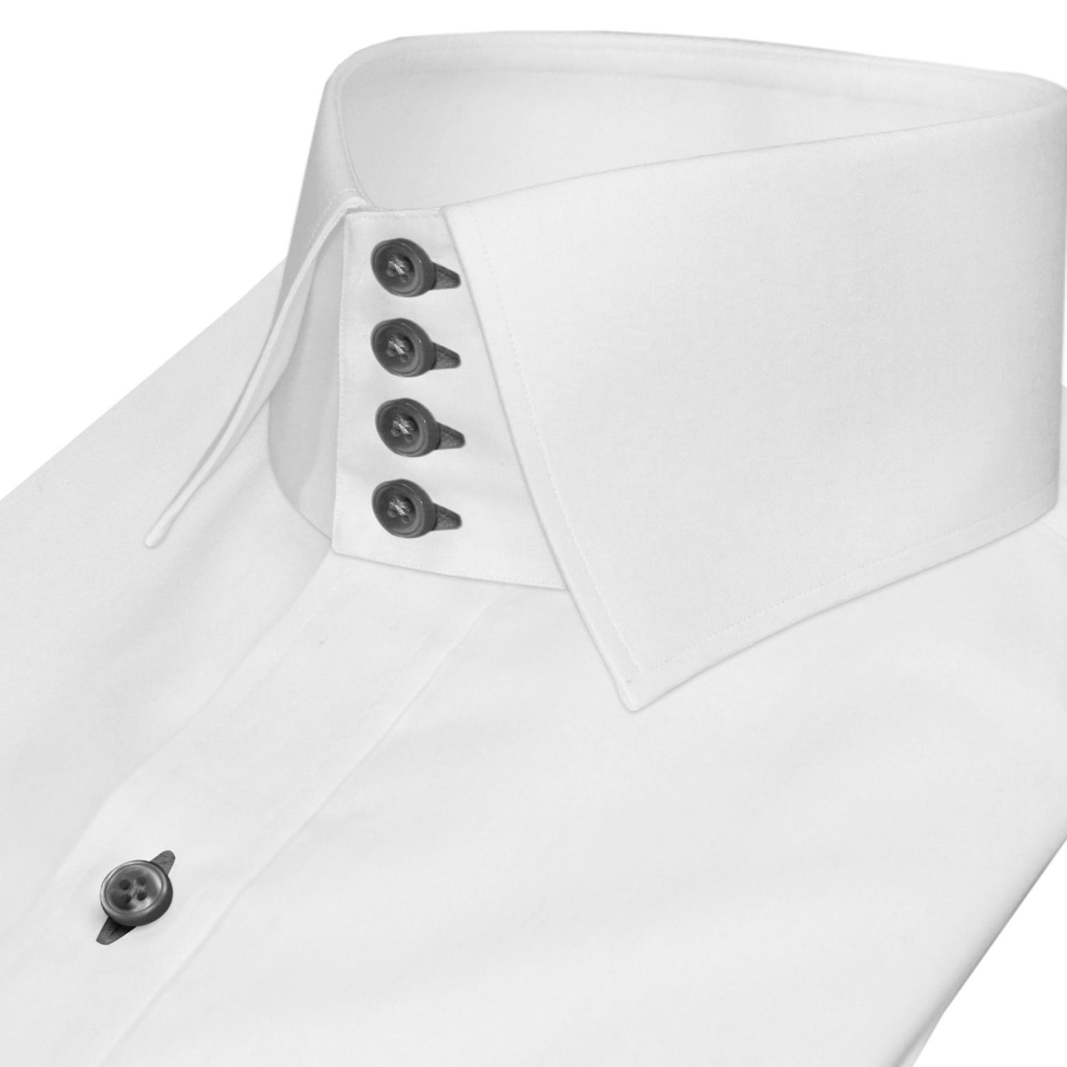 High Spread White Contrast High Collar Shirt - John Clothier