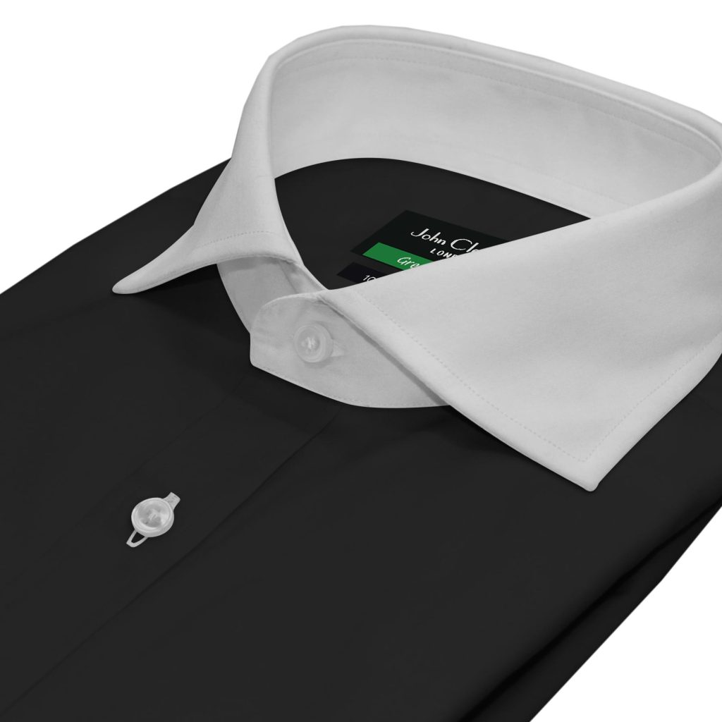 Black Shirt White Cutaway Collar - John Clothier London
