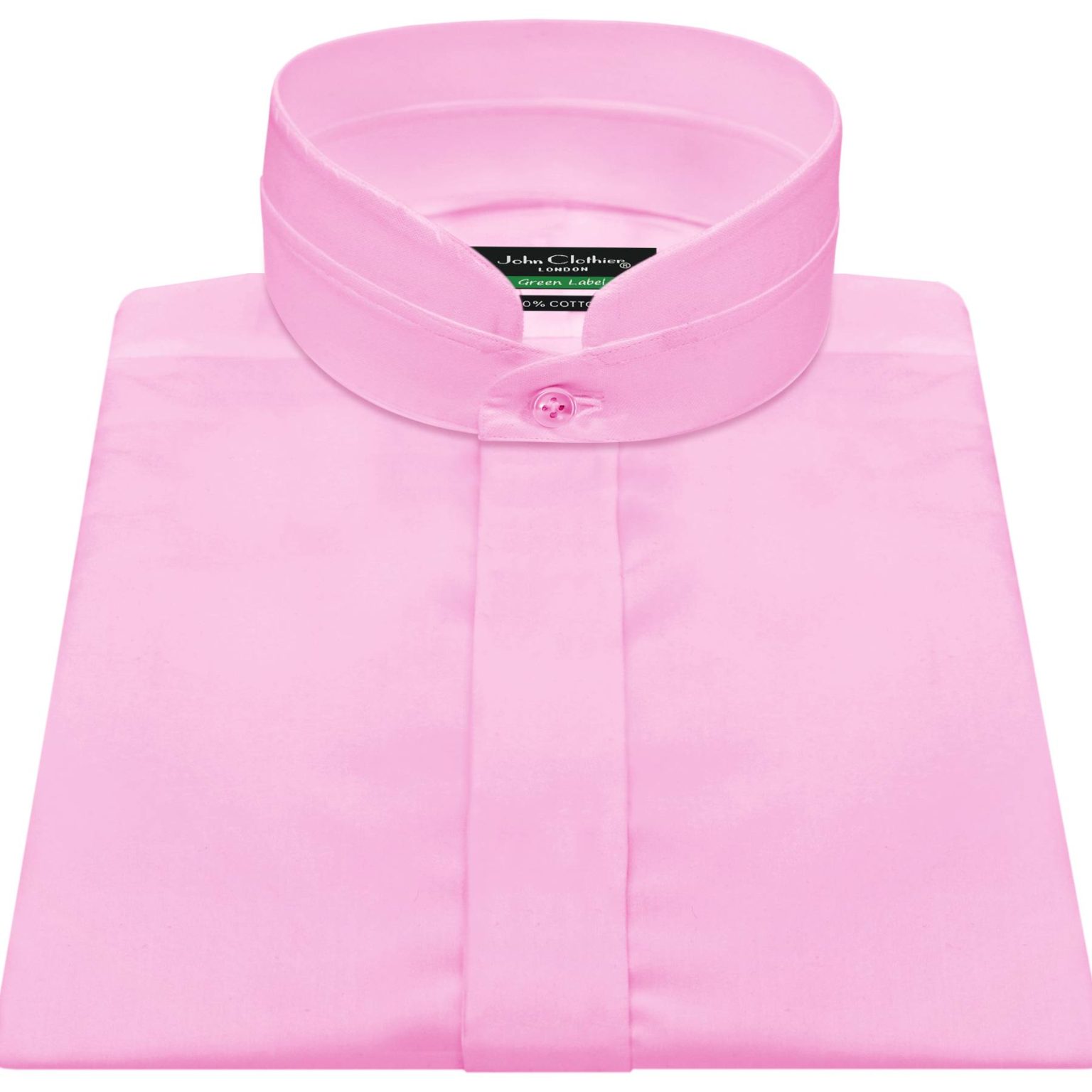 Pink High Stand Collar Shirt- John Clothier London