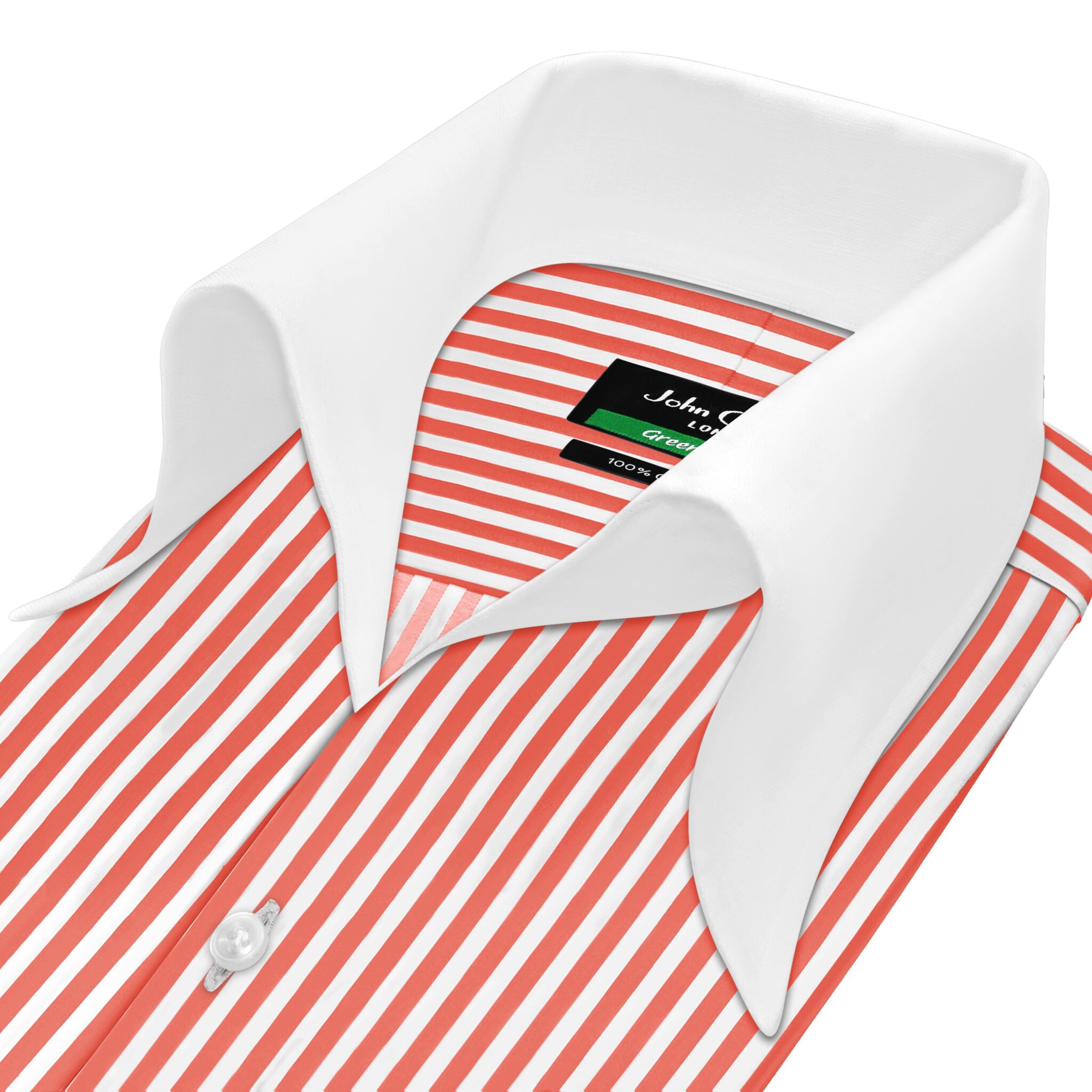 Red White Stripes Spear Collar Shirt- John Clothier London Online