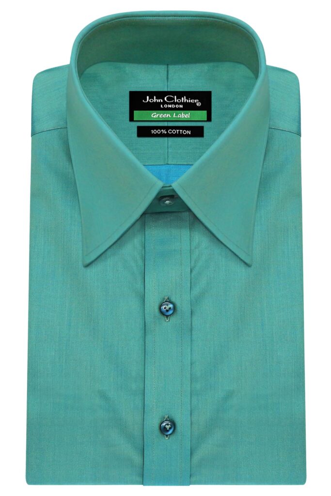 Dual Tone Green Classic Collar Shirt- John Clothier London